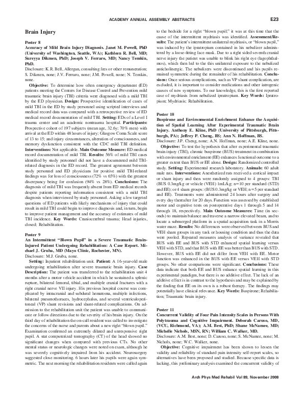 (PDF) Poster 8: Accuracy of Mild Brain Injury Diagnosis