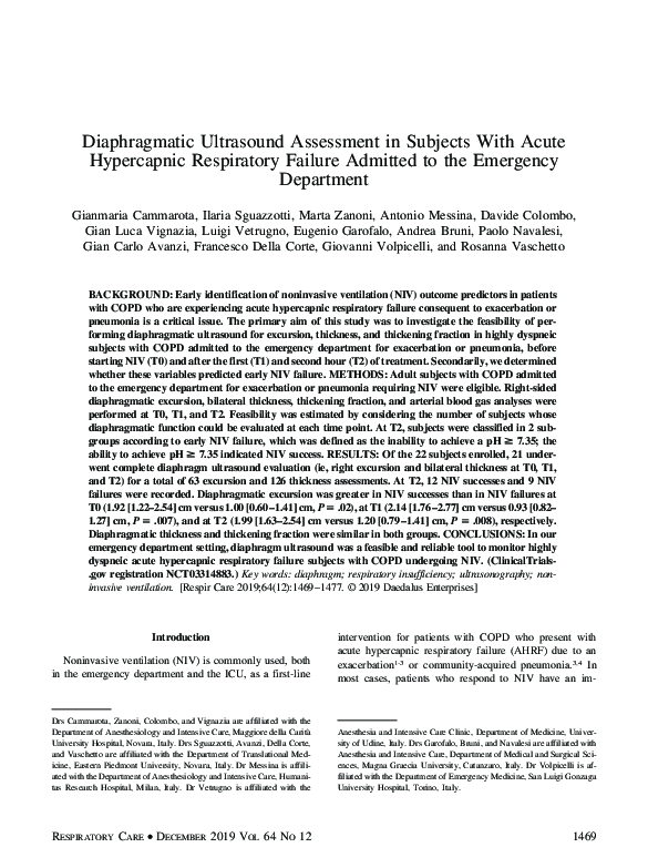 (PDF) Diaphragmatic Ultrasound Assessment in Subjects With Acute ...