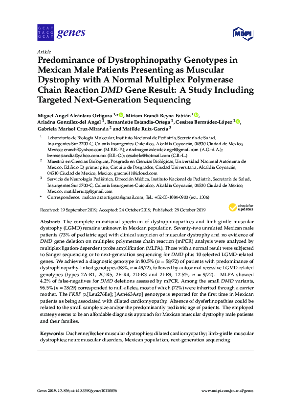 (PDF) Predominance of Dystrophinopathy Genotypes in Mexican Male ...