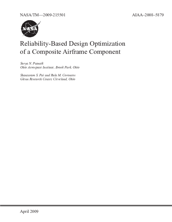 (PDF) Reliability Based Design Optimization of a Composite Airframe Component