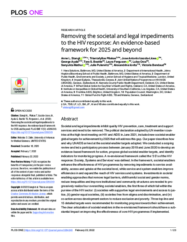 (PDF) Removing the societal and legal impediments to the HIV response ...