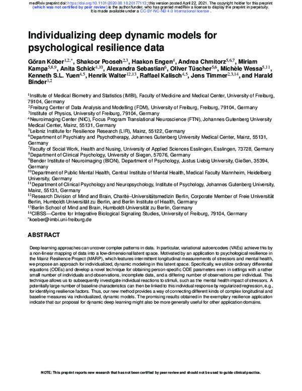 (PDF) Individualizing deep dynamic models for psychological resilience data