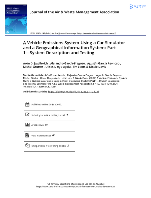 (PDF) A Vehicle Emissions System Using a Car Simulator and a ...