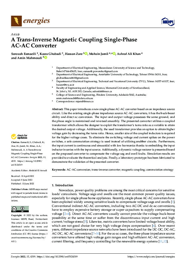 (PDF) A Trans-Inverse Magnetic Coupling Single-Phase AC-AC Converter