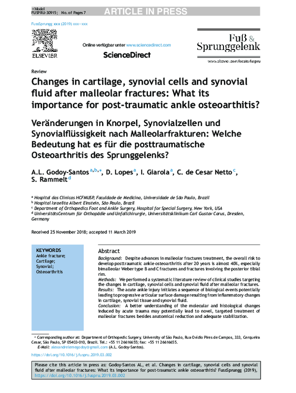 (PDF) Changes in cartilage, synovial cells and synovial fluid after ...