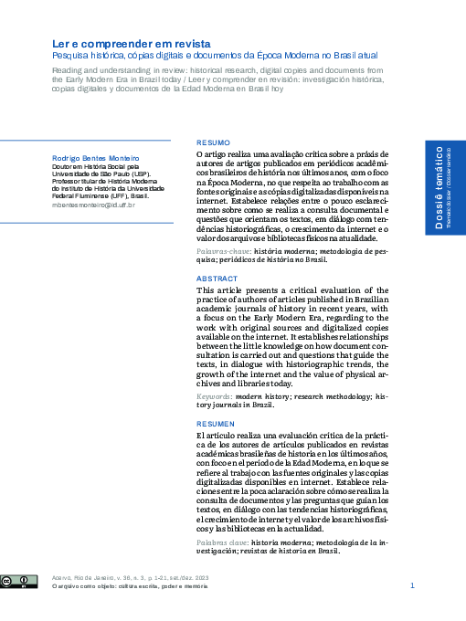 (PDF) Ler e compreender em revista: pesquisa histórica, cópias digitais e documentos da Época ...