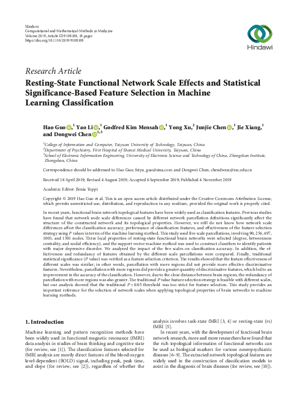 (PDF) Resting-State Functional Network Scale Effects and Statistical Significance-Based Feature ...