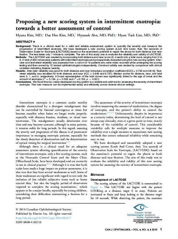 (PDF) Proposing a new scoring system in intermittent exotropia: towards ...