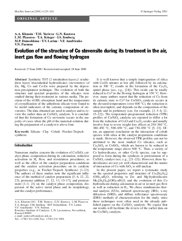 (PDF) Evolution of the structure of Co stevensite during its treatment ...