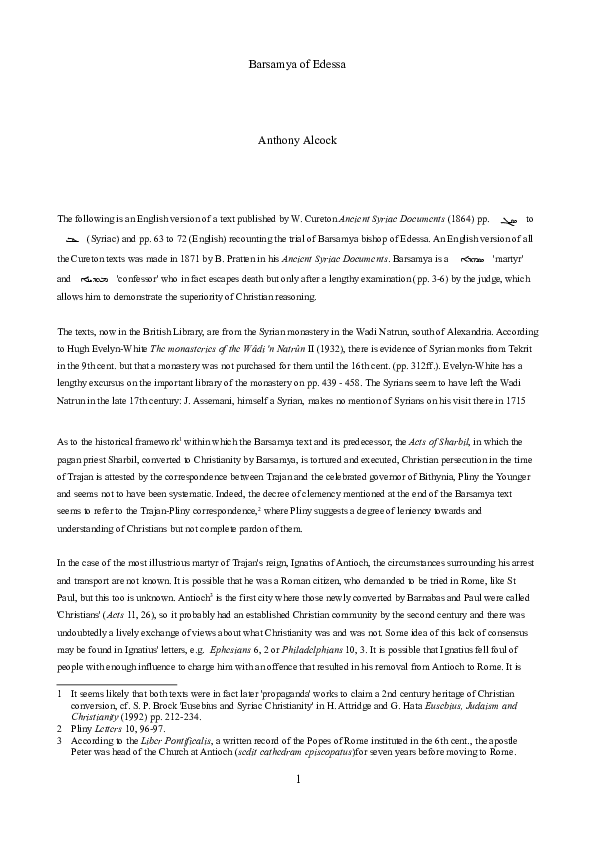 (PDF) Barsamya of Edessa
