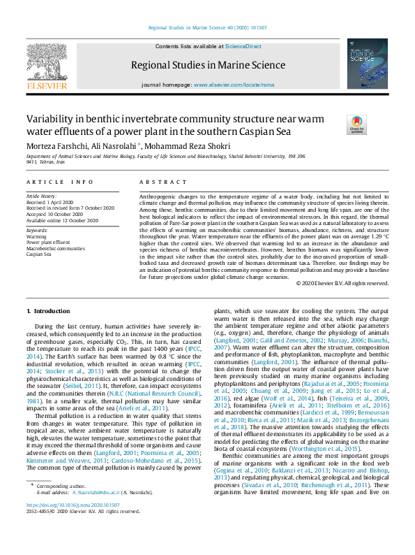 (PDF) Variability in benthic invertebrate community structure near warm ...