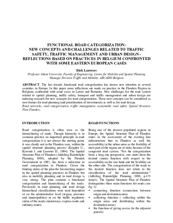 (PDF) Functional road categorization: new concepts and challenges ...