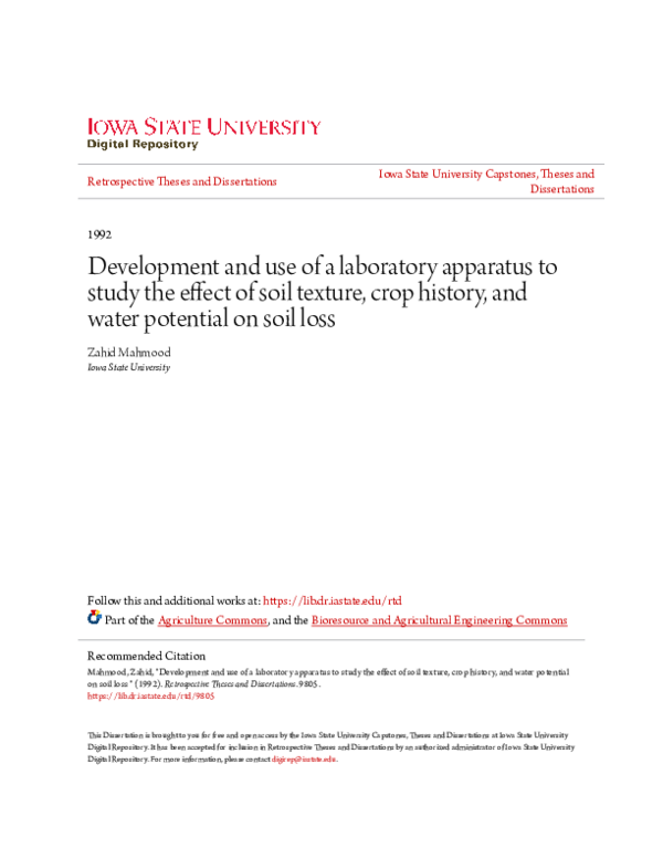 (PDF) Development and use of a laboratory apparatus to study the effect ...