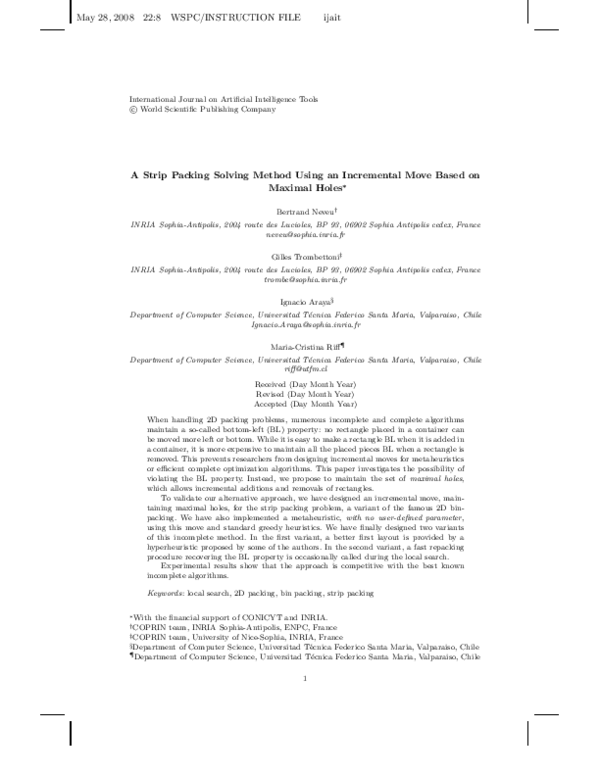 (PDF) A Strip Packing Solving Method Using an Incremental Move Based on Maximal Holes
