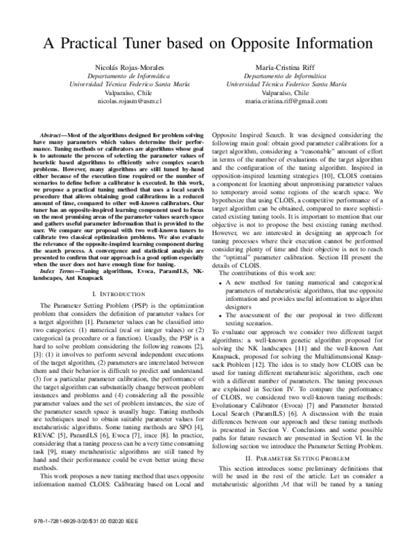 (PDF) A Practical Tuner based on Opposite Information | María Riff - Academia.edu