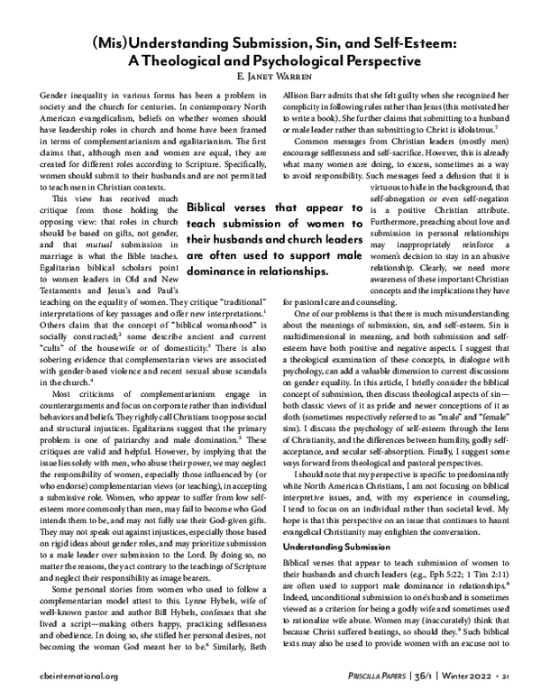 (PDF) (Mis)Understanding Submission, Sin, and Self-Esteem: A ...