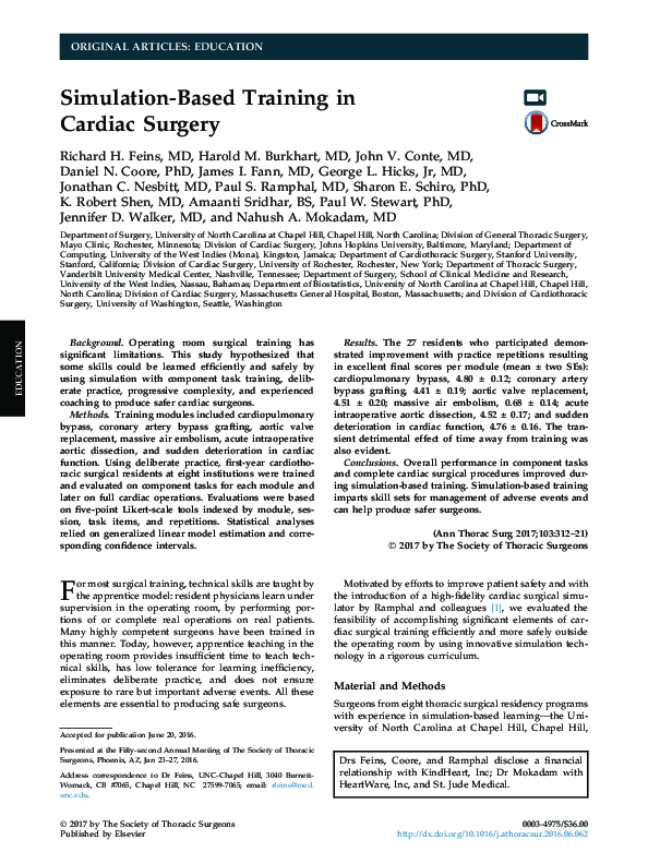 (PDF) Simulation-Based Training in Cardiac Surgery