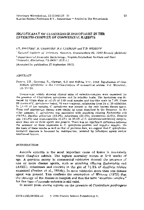 (PDF) Significance of Clostridium spiroforme in the enteritis-complex ...