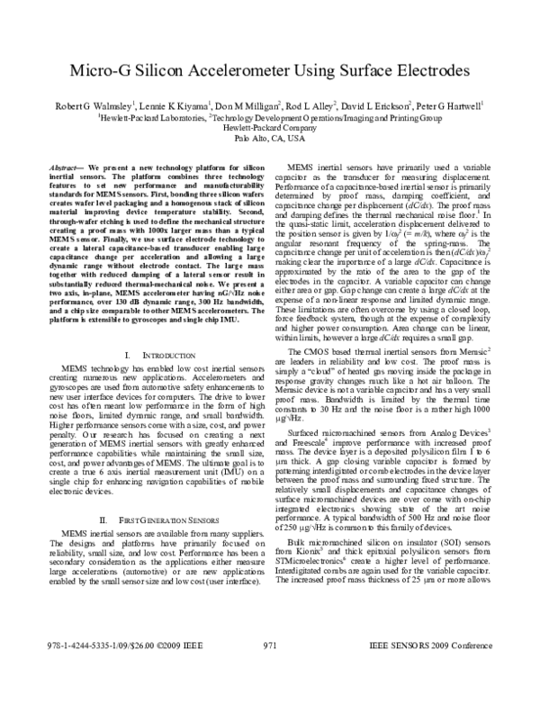 (PDF) Micro-G silicon accelerometer using surface electrodes