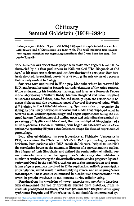 (PDF) Samuel Goldstein (1938 – 1994)