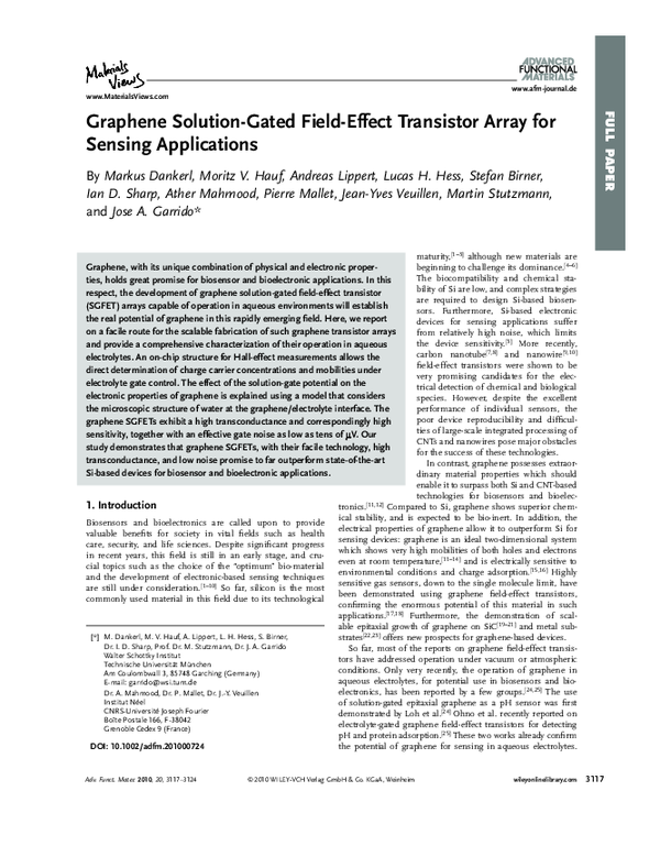 Pdf Graphene Solution Gated Field Effect Transistor Array For Sensing Applications