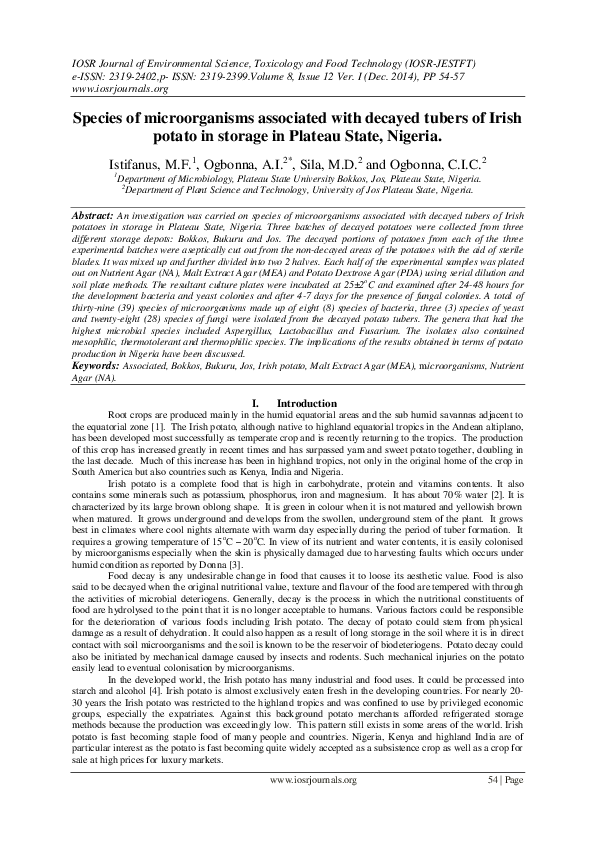 (PDF) Species of microorganisms associated with decayed tubers of Irish ...