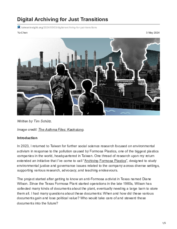 (PDF) Digital Archiving for Just Transitions