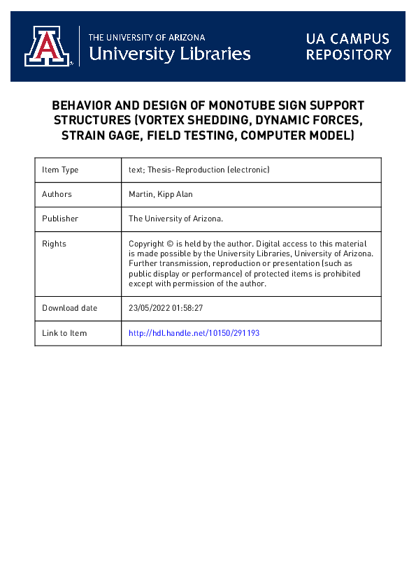 (PDF) Behavior and Design of Monotube Sign Support Structures (Vortex ...