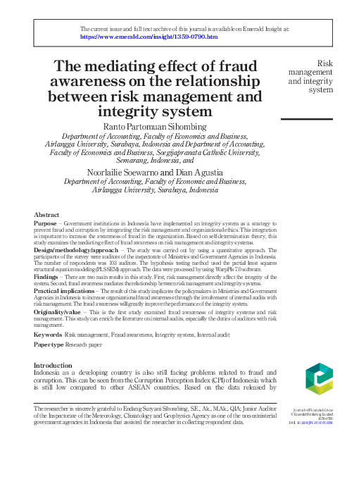 (PDF) The mediating effect of fraud awareness on the relationship ...