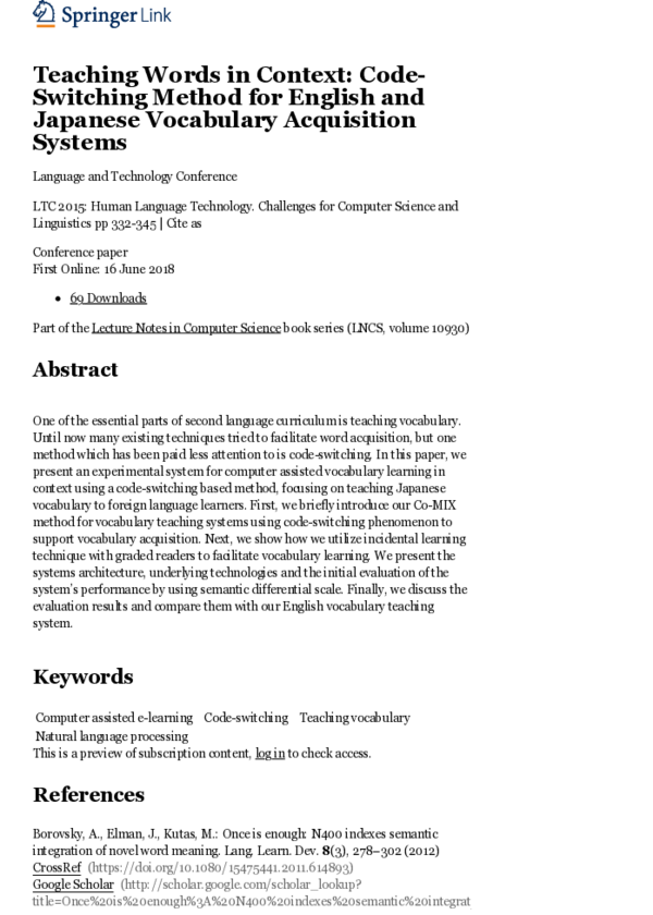 (PDF) Teaching Words in Context: Code-Switching Method for English and Japanese Vocabulary ...