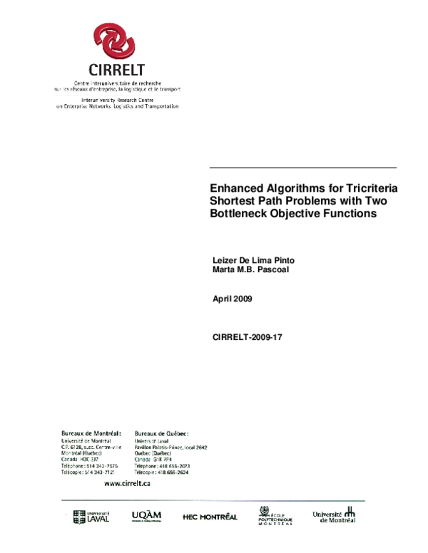 (PDF) Enhanced Algorithms for Tricriteria Shortest Path Problems with ...