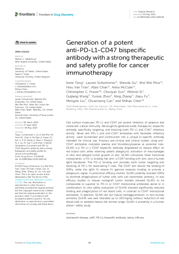 (PDF) Generation of a potent anti-PD-L1-CD47 bispecific antibody with a ...