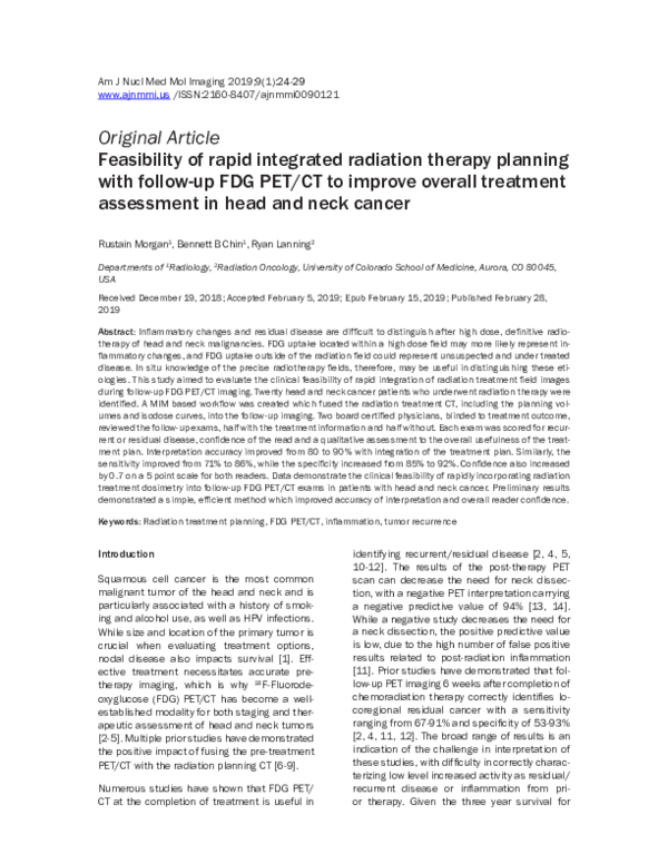 (PDF) Feasibility of rapid integrated radiation therapy planning with ...