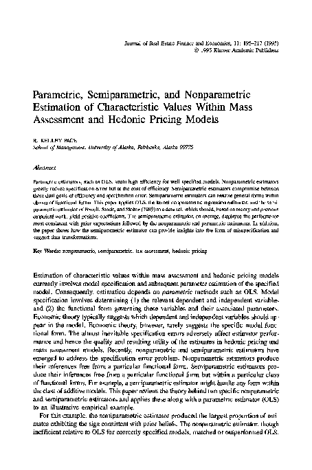 Pdf Parametric Semiparametric And Nonparametric Estimation Of Characteristic Values Within