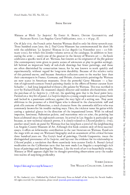 (PDF) Watteau at Work: ‘La Surprise’. By Emily A. Beeny, Davide ...