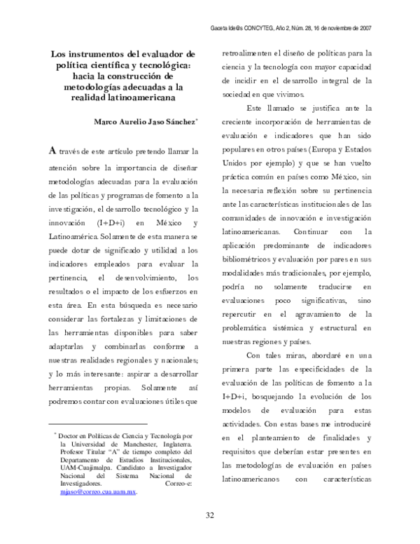 (PDF) Los Instrumentos Del Evaluador De Política Científica Y ...
