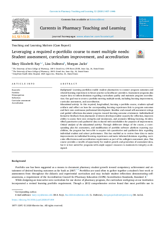 (PDF) Leveraging a required e-portfolio course to meet multiple needs ...