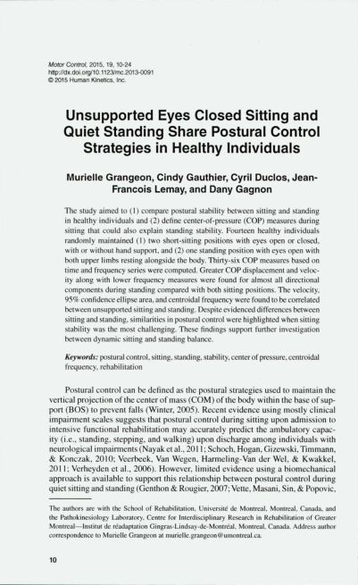 (PDF) Unsupported Eyes Closed Sitting and Quiet Standing Share Postural ...