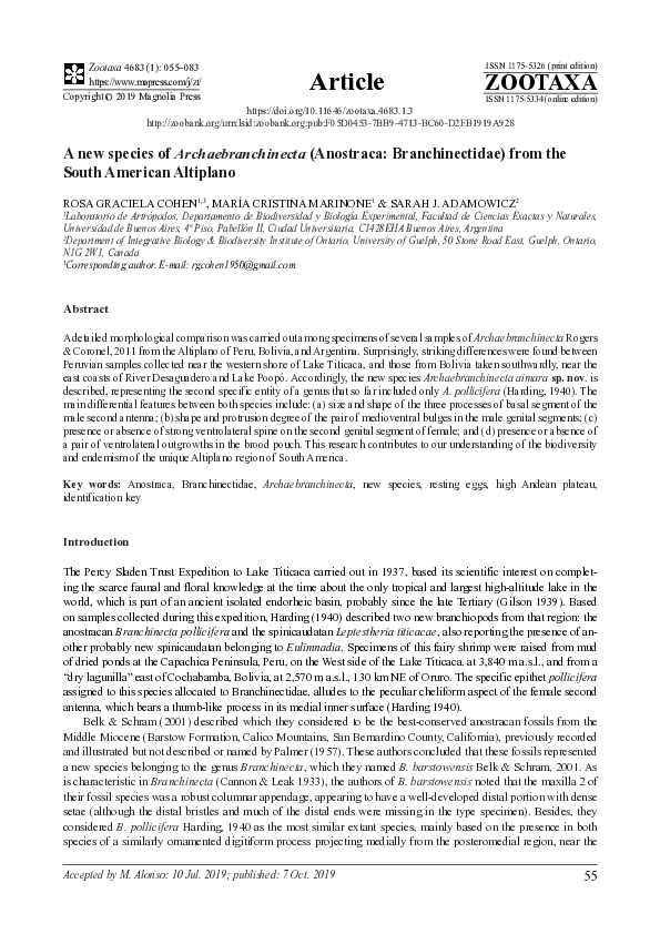 (PDF) A new species of Archaebranchinecta (Anostraca: Branchinectidae ...