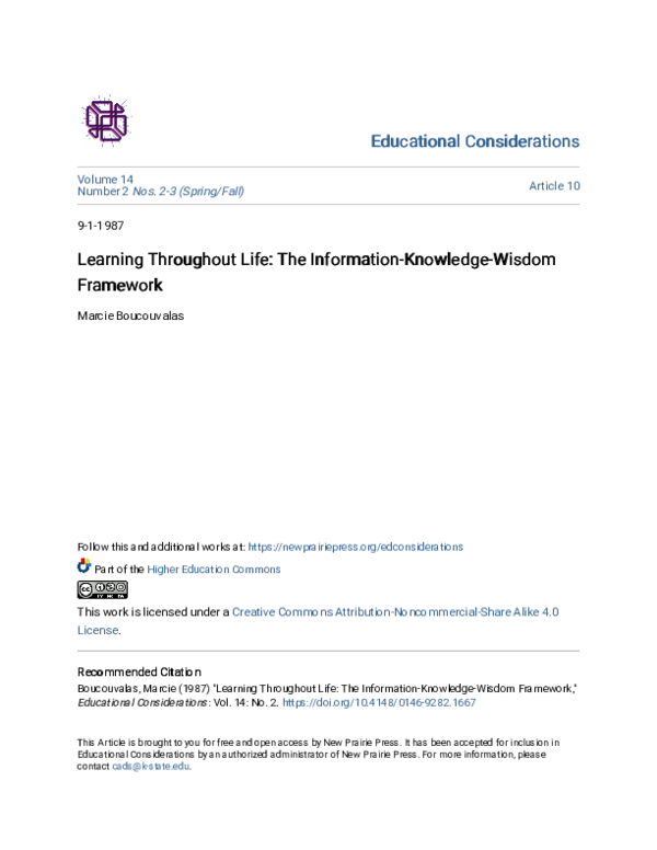 (PDF) Learning Throughout Life: The Information-Knowledge-Wisdom Framework
