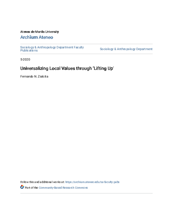 (PDF) Universalizing Local Values Through “Lifting Up”