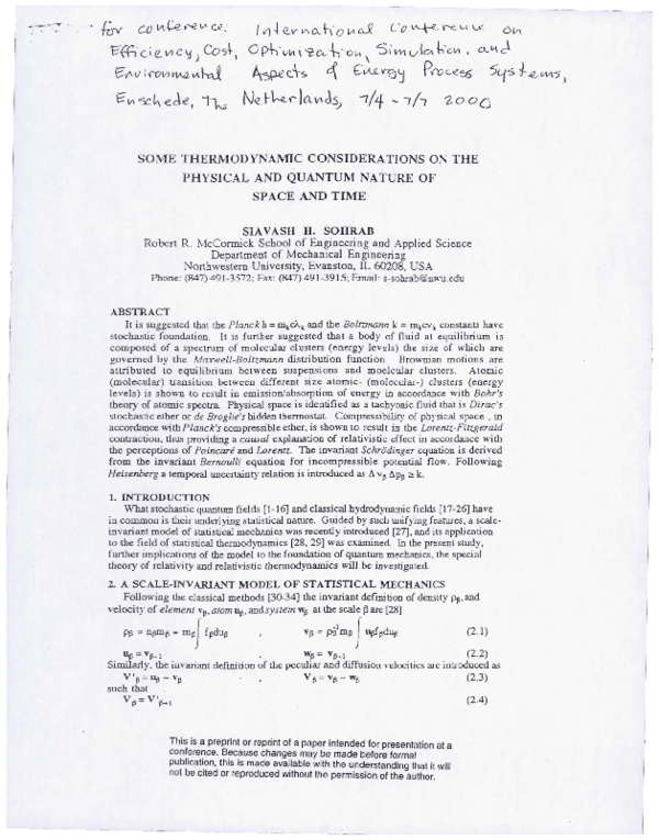 (PDF) Some Thermodynamic Considerations on the Physical and Quantum ...