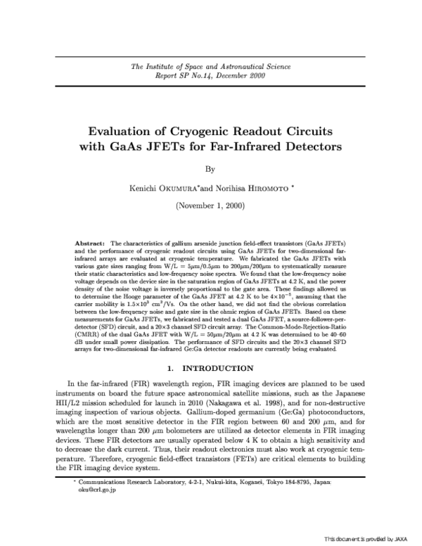 (PDF) Evaluation of cryogenic readout circuits with GaAs JFETs for far ...