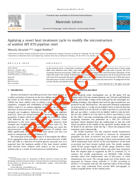 (PDF) RETRACTED: Applying a novel heat treatment cycle to modify the ... (PDF) RETRACTED: Applying a novel heat treatment cycle to modify the ...