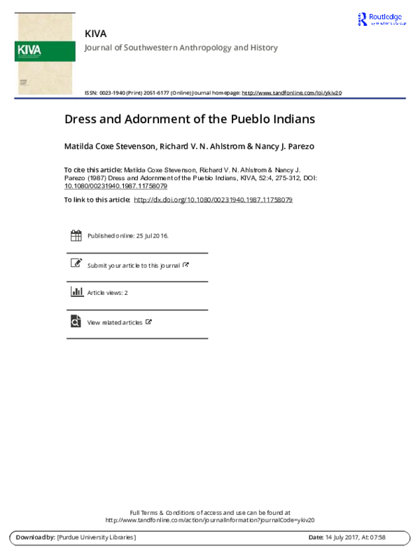 (PDF) Dress and Adornment of the Pueblo Indians