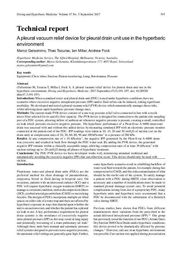 (PDF) A pleural vacuum relief device for pleural drain unit use in the ...