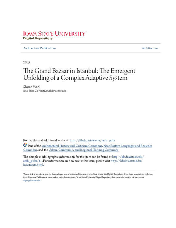(PDF) The Grand Bazaar in Istanbul: The Emergent Unfolding of a Complex ...