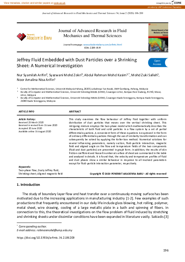 (PDF) Jeffrey Fluid Embedded with Dust Particles over a Shrinking Sheet ...
