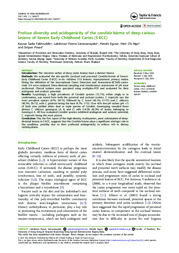 (PDF) Profuse diversity and acidogenicity of the candida -biome of deep ...