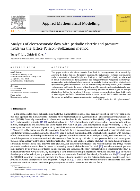 (PDF) Analysis of electroosmotic flow with periodic electric and pressure fields via the lattice ...
